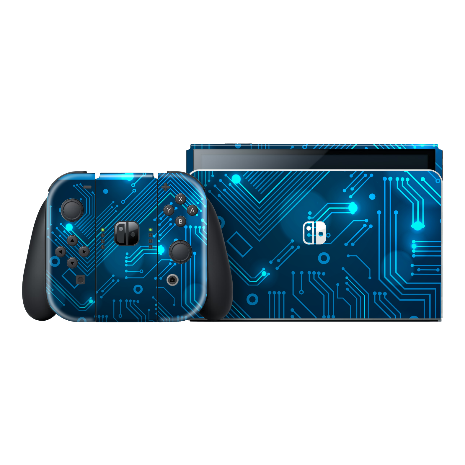 Nintendo Switch OLED Circuit Board in Blue Skin, Wrap