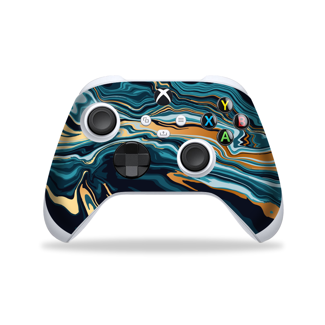 XBOX Series X Controller Indigo-Gold Liquid Skin, Wrap – Qskinz™