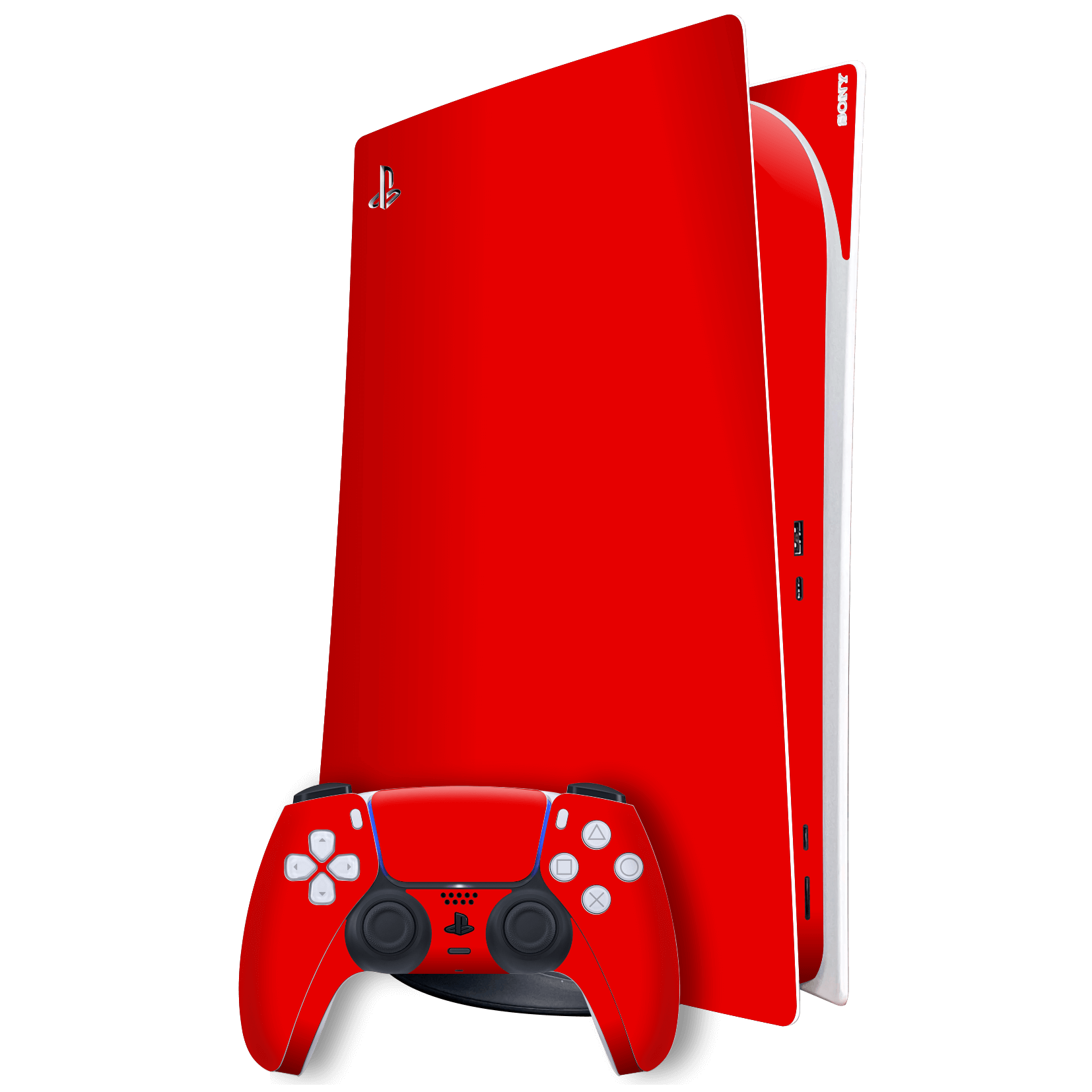 PlayStation 5 (PS5) DIGITAL EDITION GLOSSY Bright Red Skin, Wrap